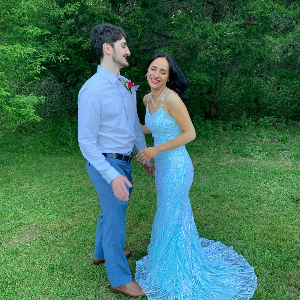 A Pretty Light Blue Prom Dress From Breeze Bridal - Gem